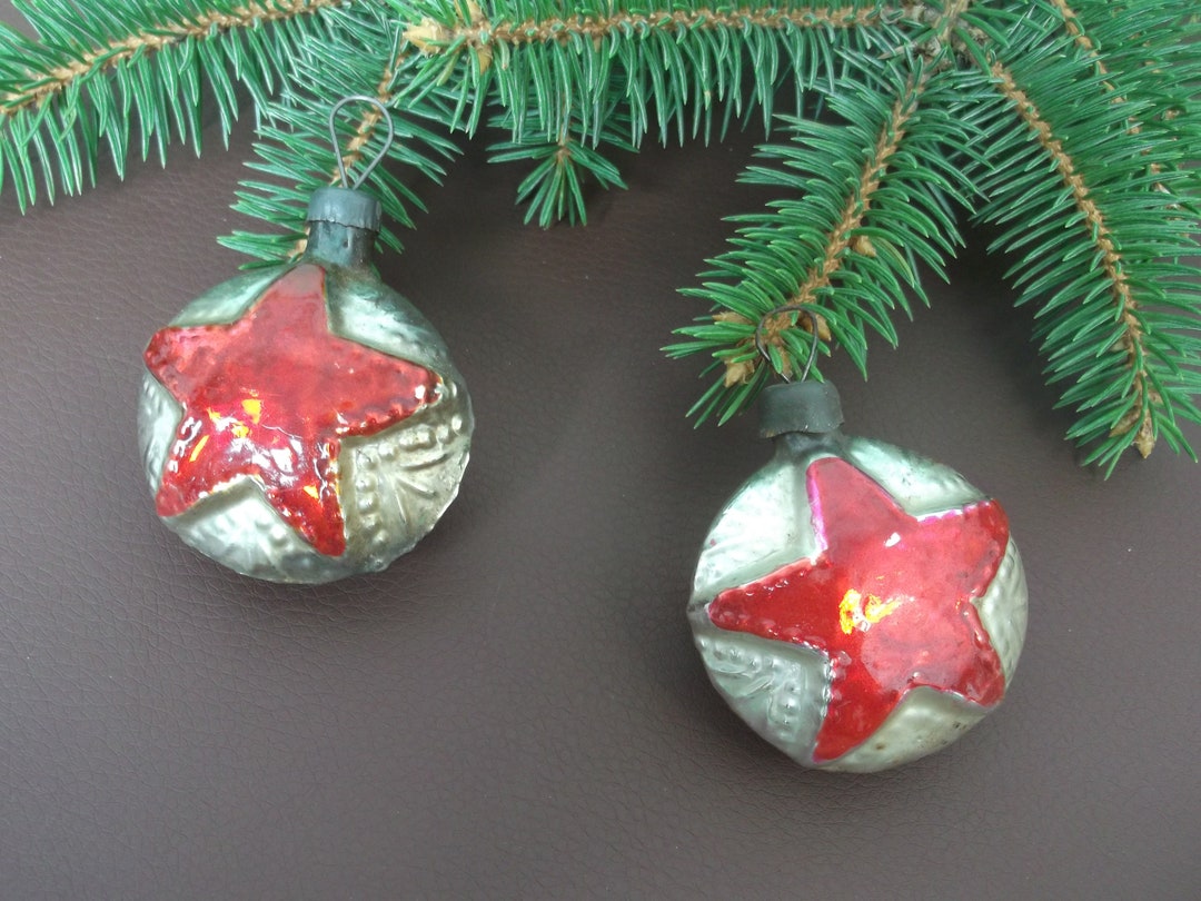 Soviet Communist Red Star. Vintage Christmas Tree Glass Decoration ...