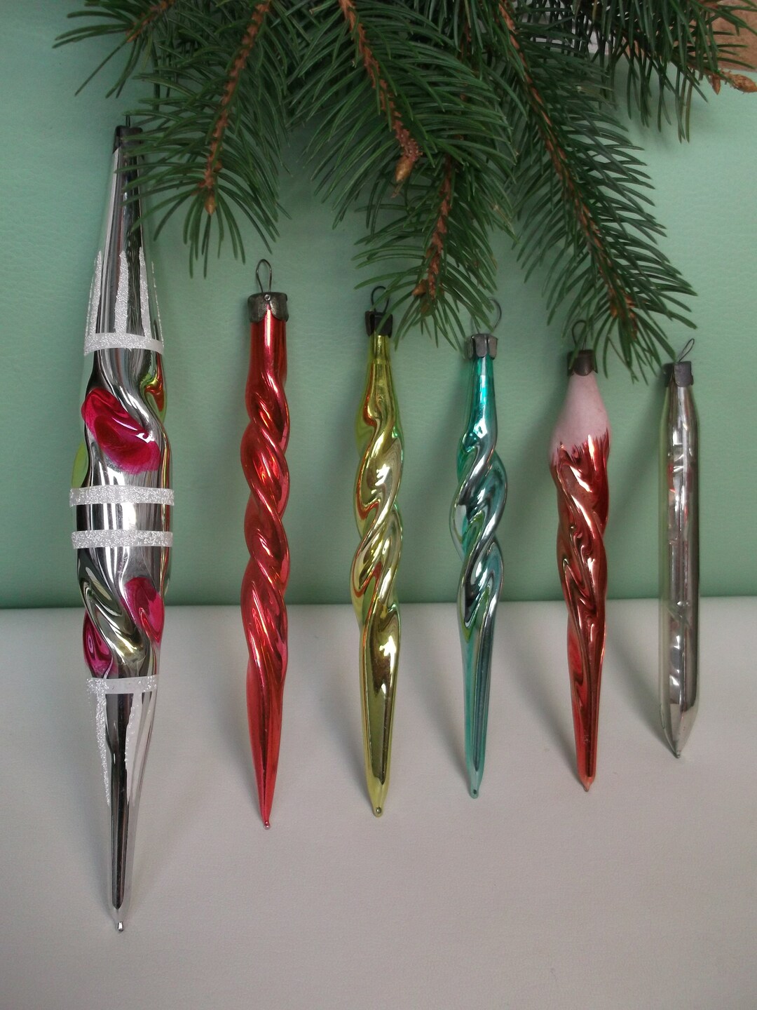 Glass Icicles in Vintage Style. Thick and Thin Icicle. Long and Short ...