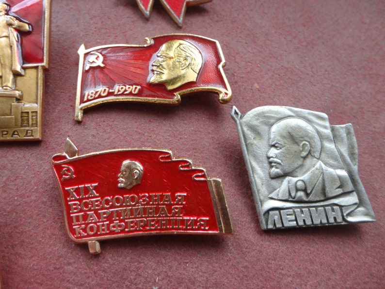 Soviet Red Communist Pins. Soviet Vintage Badge With Lenin - Etsy