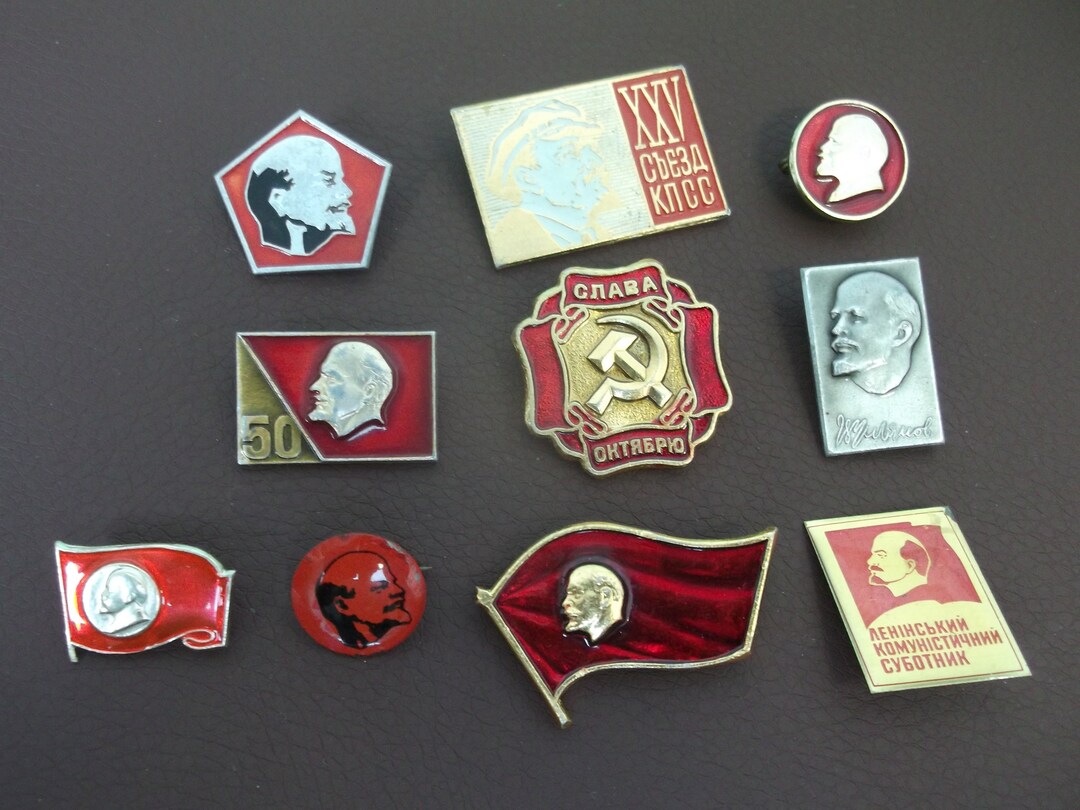 Soviet Vintage Communist Pins. Enameled Badge. Lenin Idol of ...
