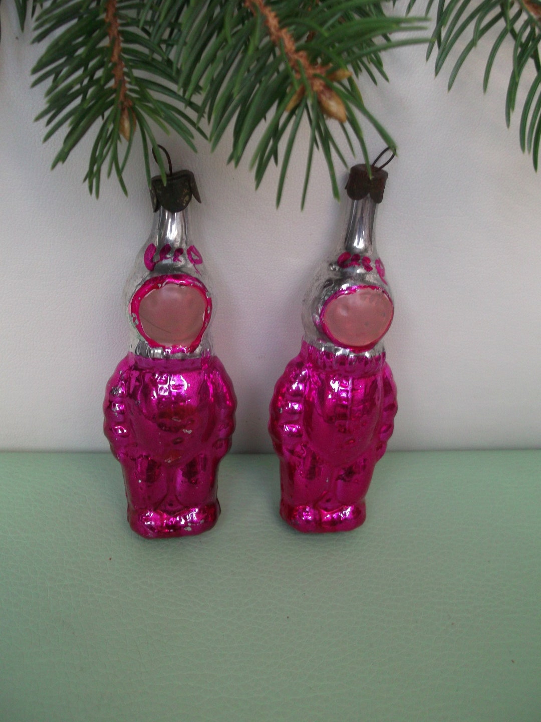 Glass Astronauts in Space Suit. Pink Spaceman. Space Crew. Vintage ...