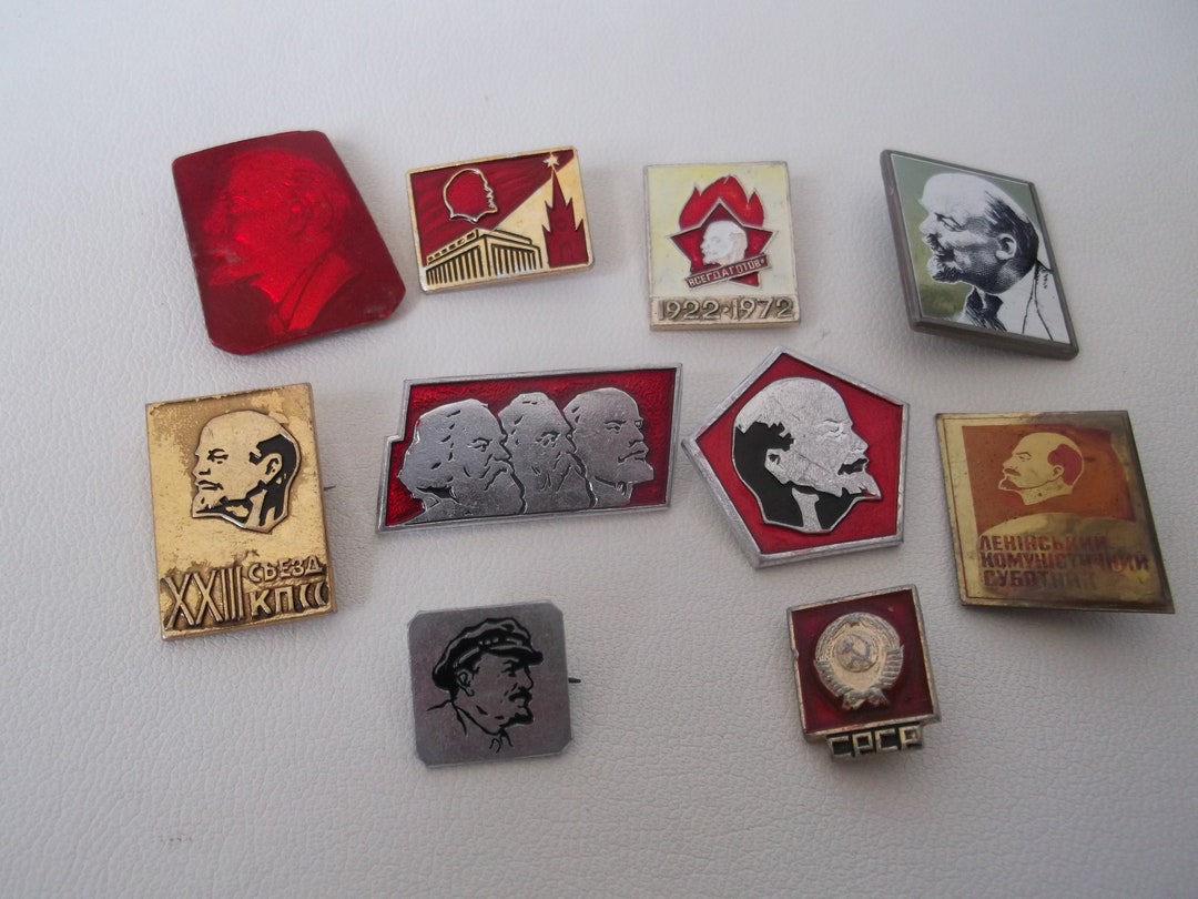 Vintage Soviet Propaganda Pins. Enameled Badges. Lenin Leader of ...
