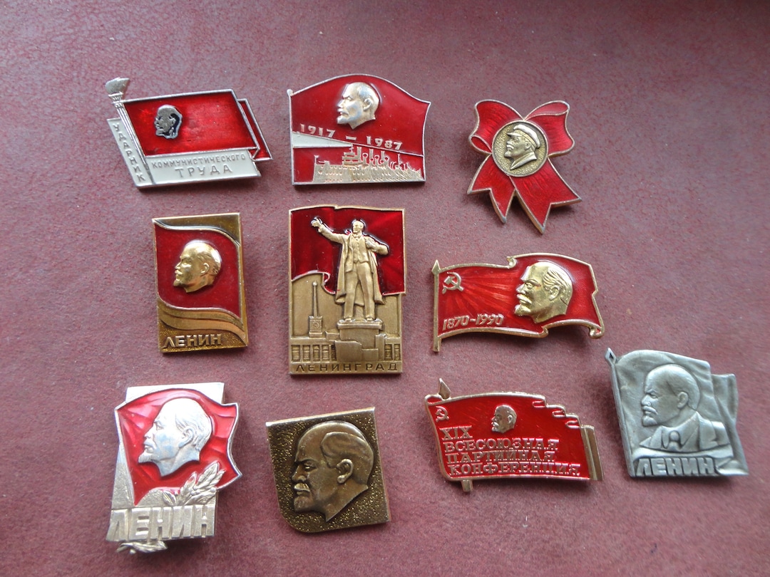 Soviet Red Communist Pins. Soviet Vintage Badge With Lenin - Etsy
