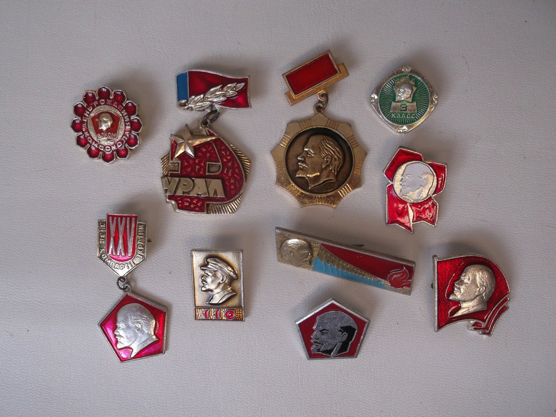 Lenin Leader of Soviet Communism. Lenin Set of Badges Pins. Lenin Idol ...