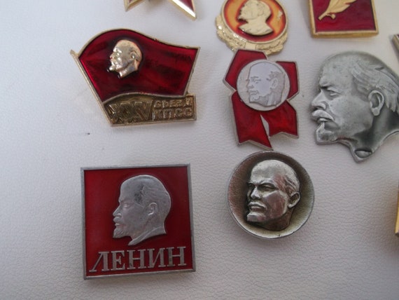 Soviet Revolutionary Pins. Enameled Badges. Lenin Lea… - Gem
