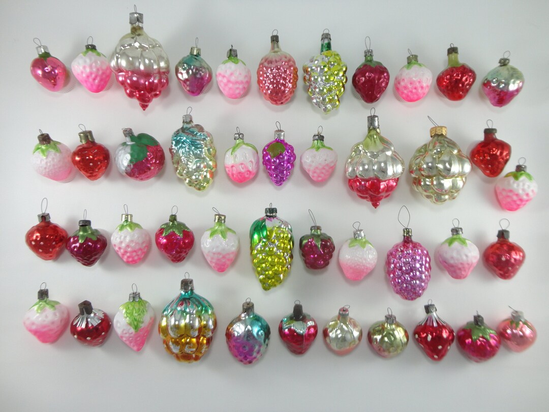Glass White Pink Strawberry and Red Strawberry and Raspberry. Christmas ...