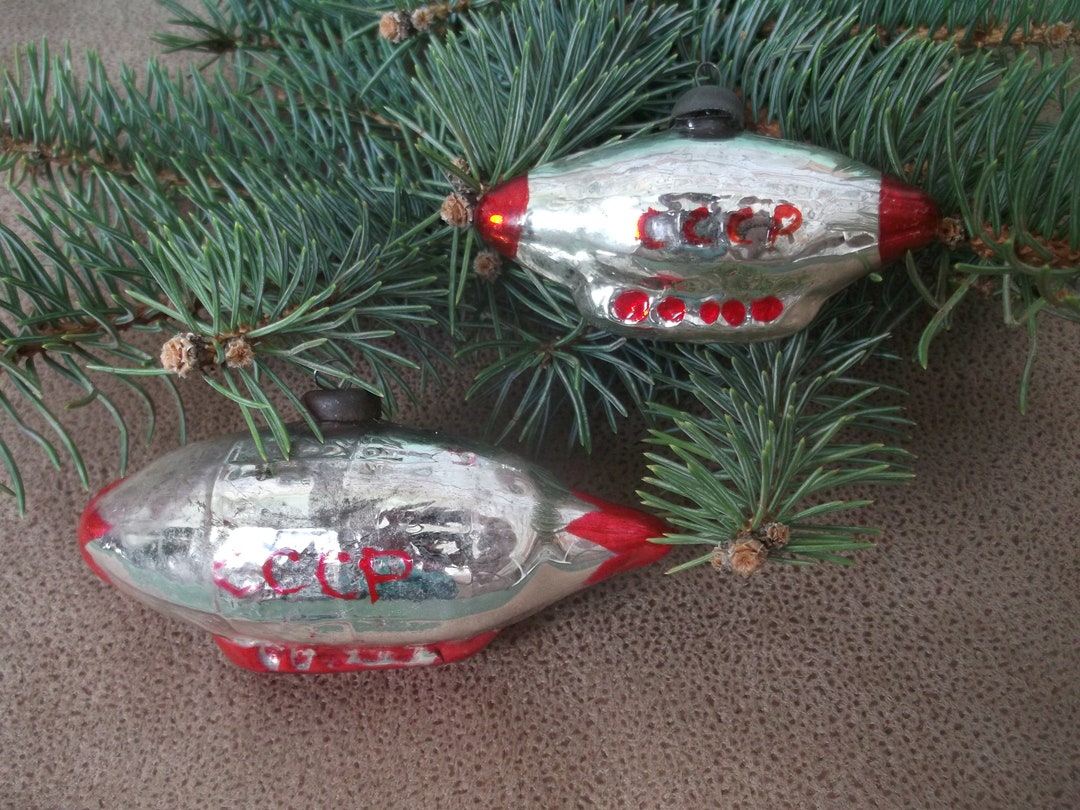 Two Soviet Communist Dirigibles From the '50. Vintage Christmas Tree ...