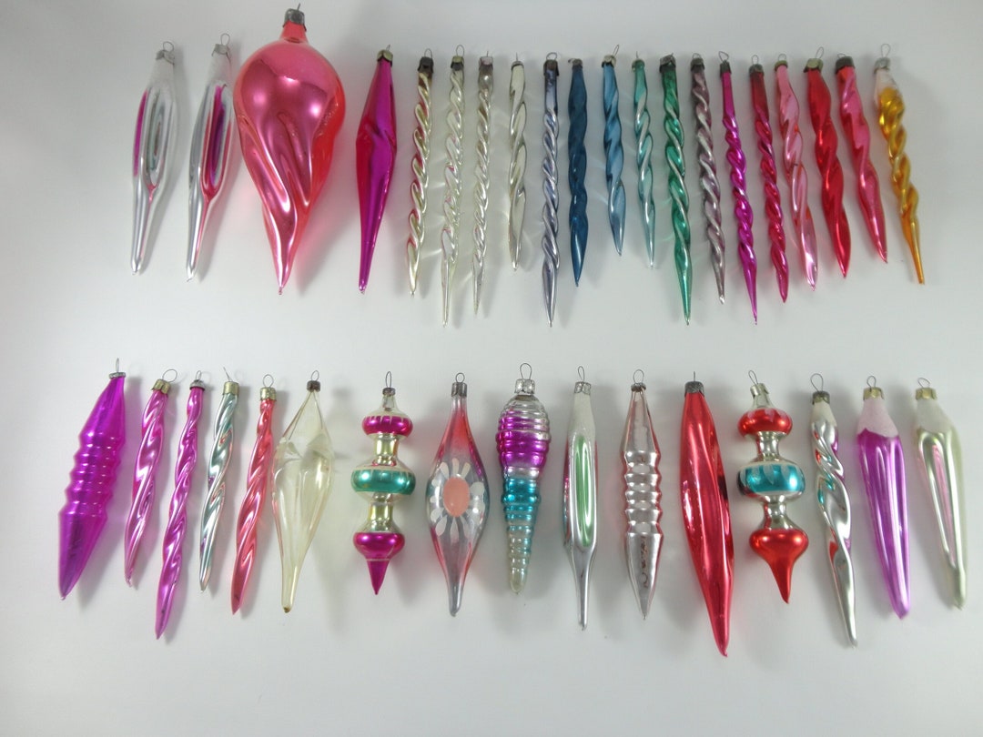 Glass Icicles in Vintage Style for Festive Mood. Colored Icicles With ...