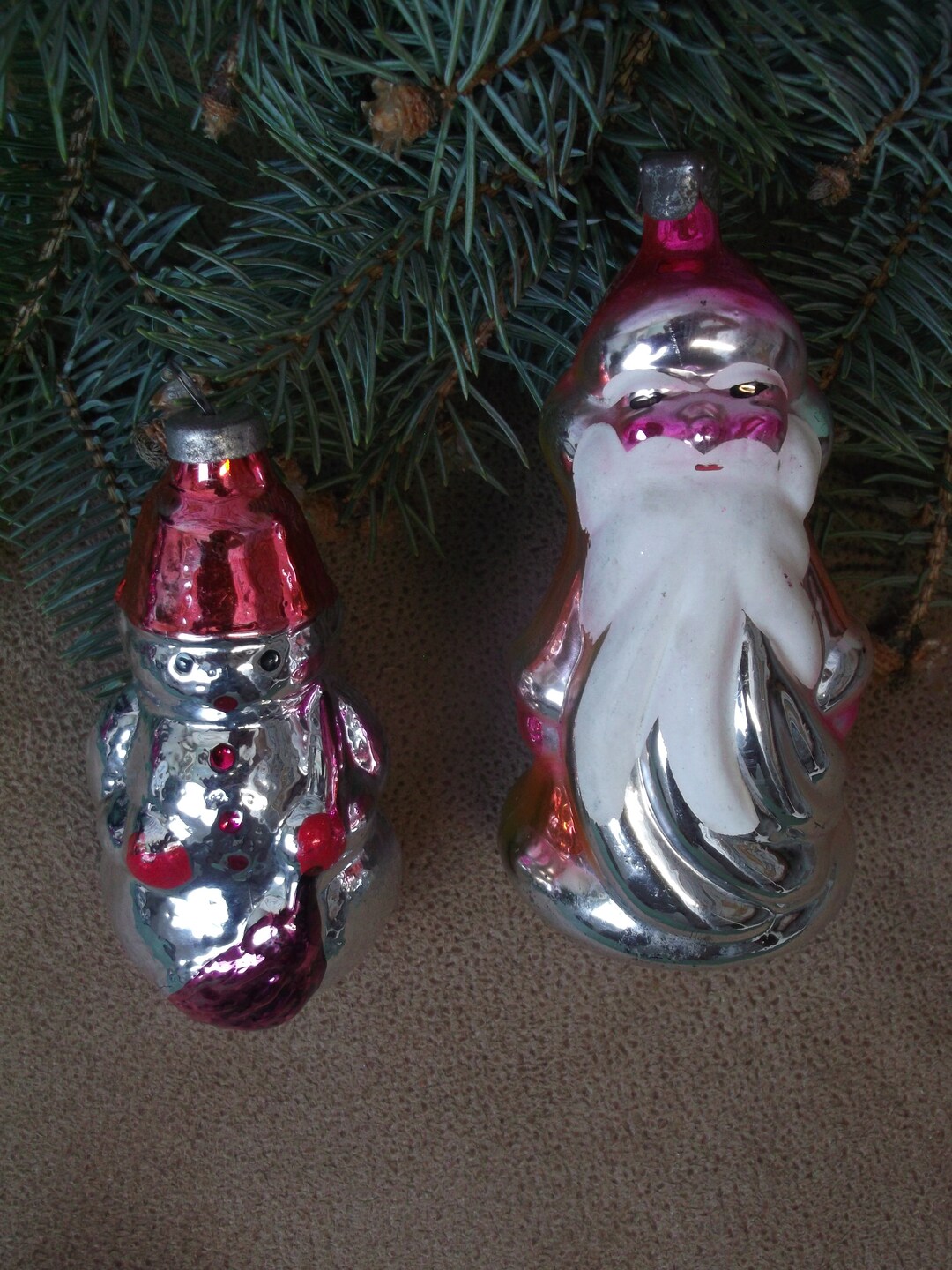 Santa and Snowman Janitor. Snowman With Blue Broom. Retro Christmas ...