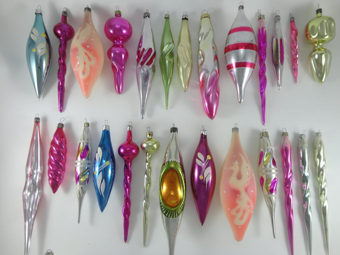 Glass Various Icicles in Retro Style for Festive Mood. Spiral Icicle ...