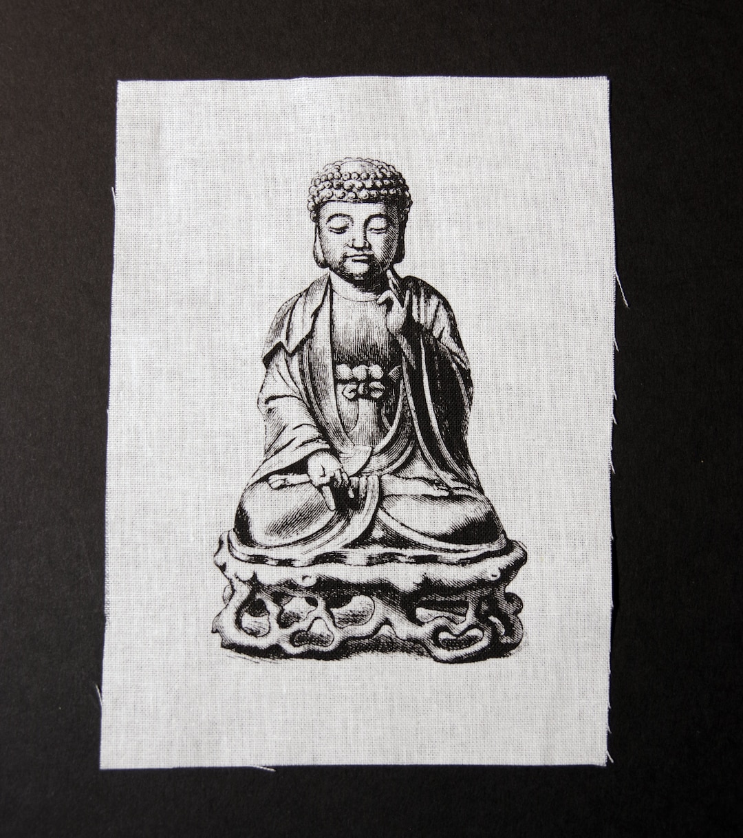 BUDDHA Screenprint Patch on White Cotton - Etsy