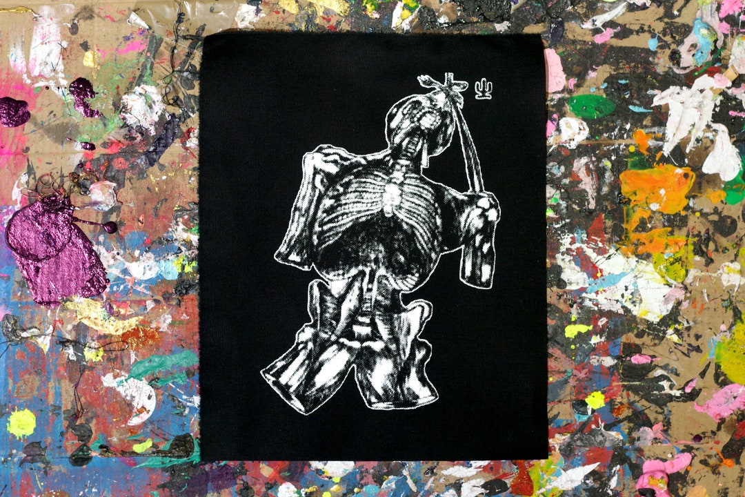 TORSO ANATOMY Screenprint Patch on Black Cotton - Etsy