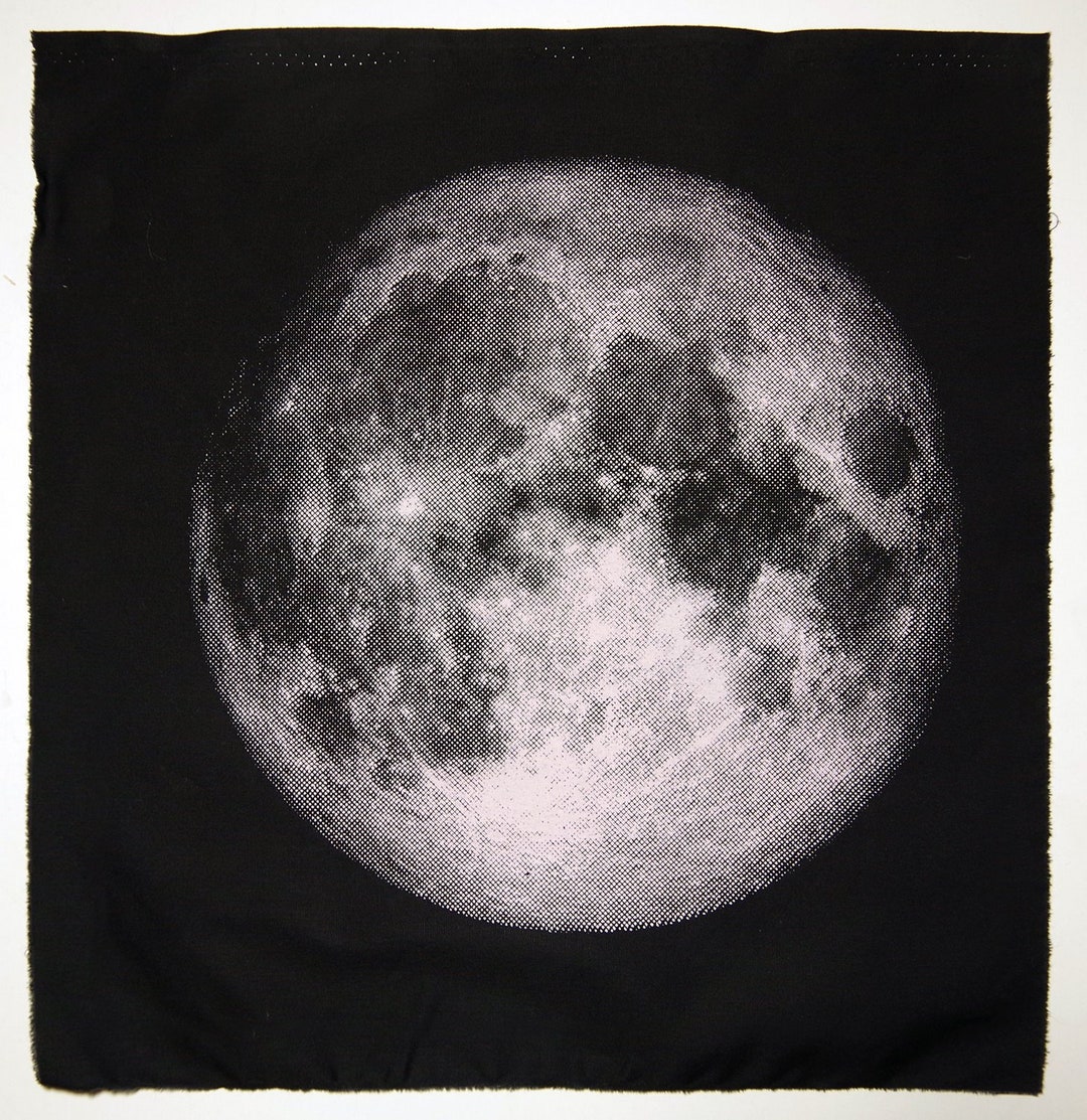 FULL MOON Back Patch Screenprint on Black Cotton - Etsy