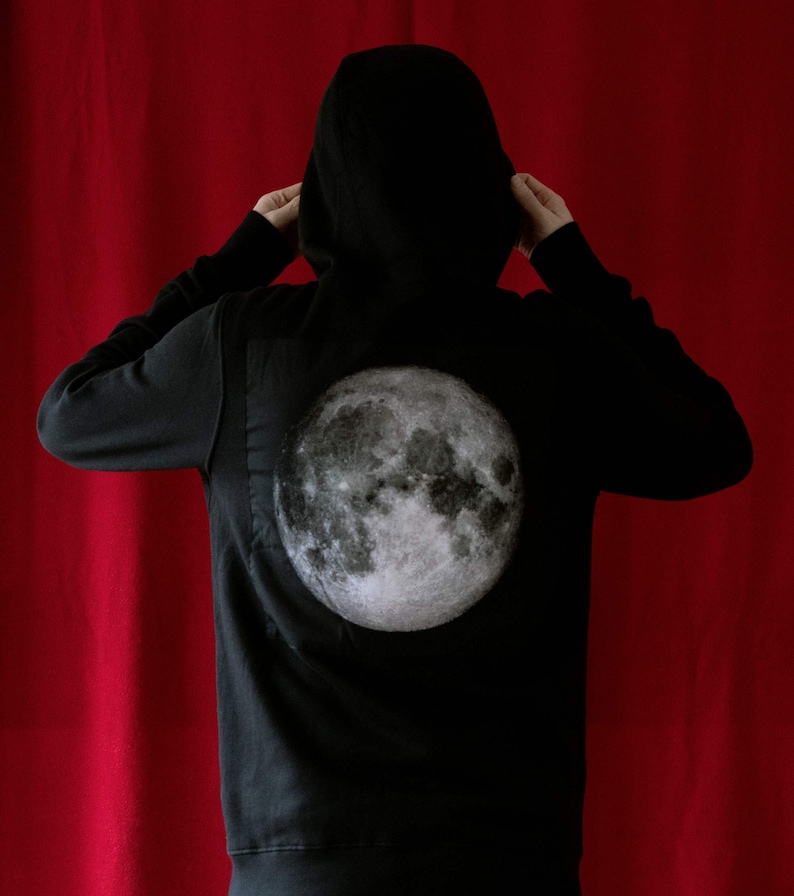 FULL MOON Back Patch Screenprint on Black Cotton | Etsy