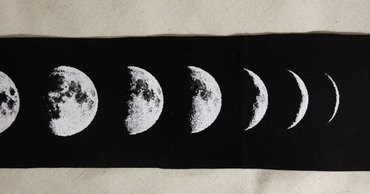 Silkscreen Print MOON PHASE Patch Lunar Calendar Black Cotton | Etsy