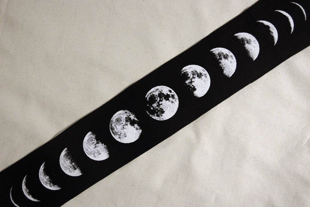 Silkscreen Print MOON PHASE Patch Lunar Calendar Black Cotton - Etsy