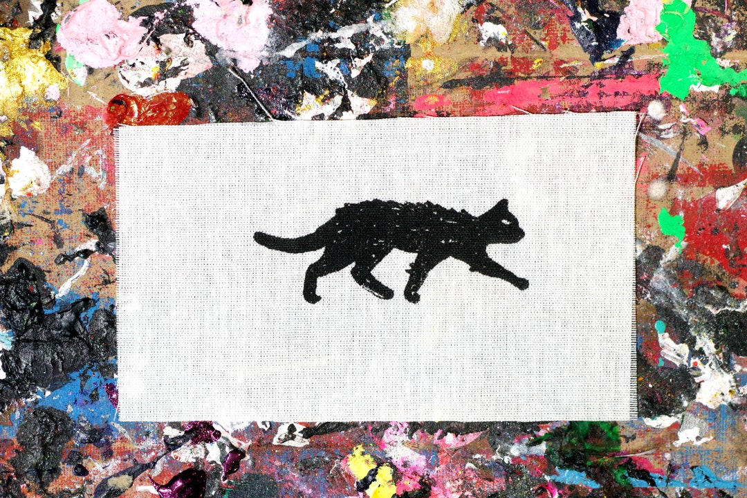 SCRAGGLY CAT Patch on White or Black - Etsy