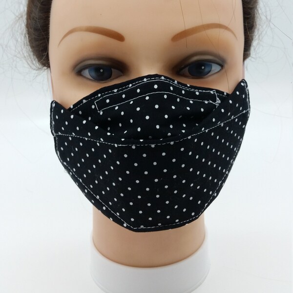 Black and White Polka Dot Face Mask - Etsy