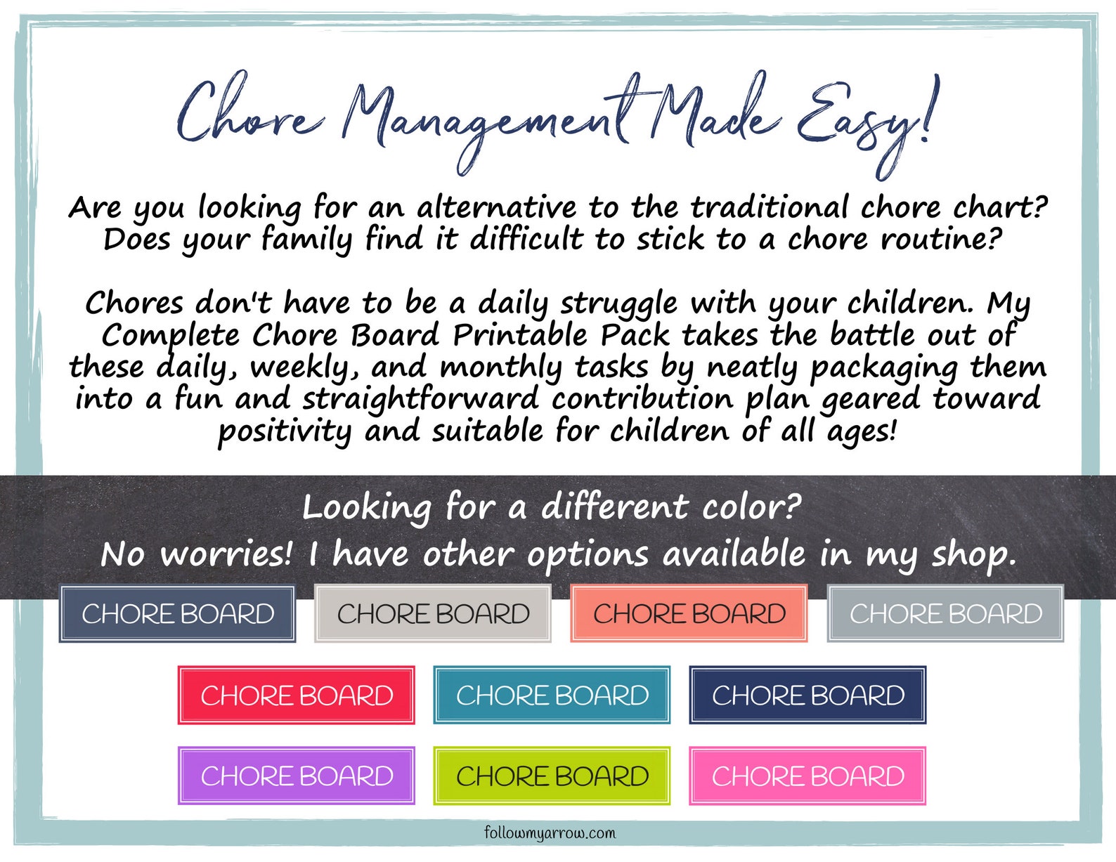 Complete Chore Board Printable Pack - Coral / Peach / Salmon / Orange ...