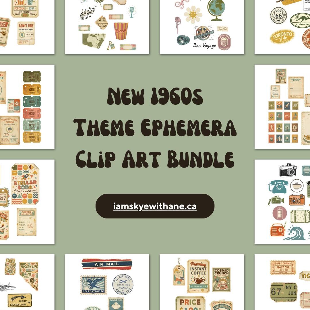 1960s Ephemera Clip Art Bundle | Vintage Scrapbook Pngs (digital ...