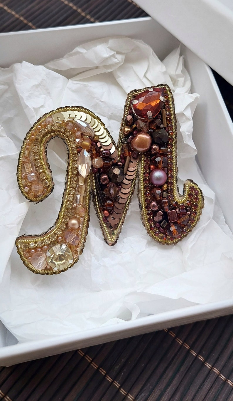 Personalized Letter Brooch,embroidered Letter M,custom Letter Brooch ...