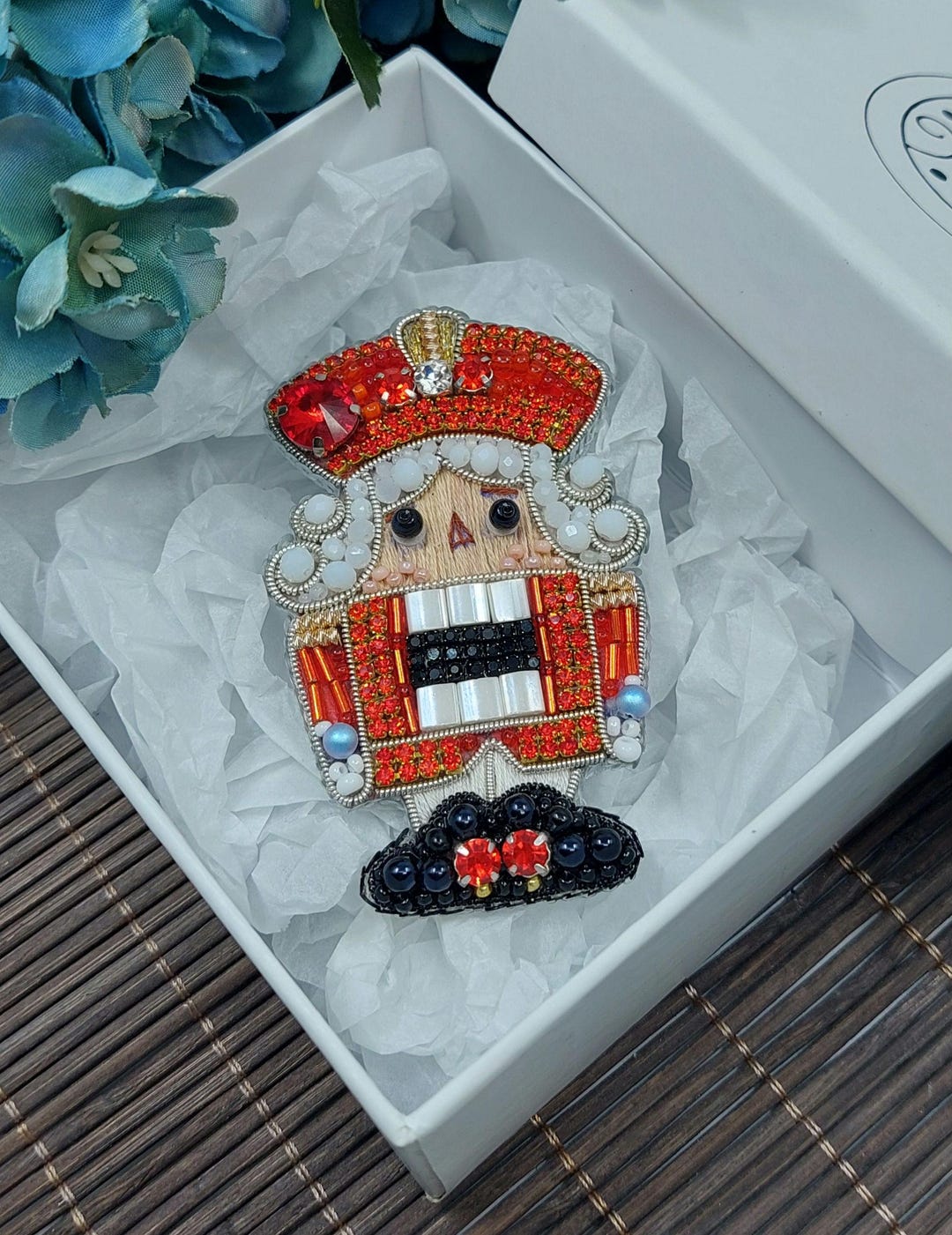 Embroidered Christmas Brooch, Design Nutcracker , Handmade Nutcracker ...
