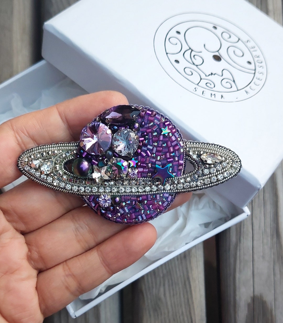 Handmade Planet Brooch,embroidered Saturn Accessory,gift for Her ...