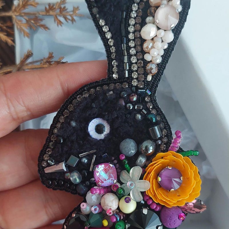 Rabbit Brooch - Etsy UK