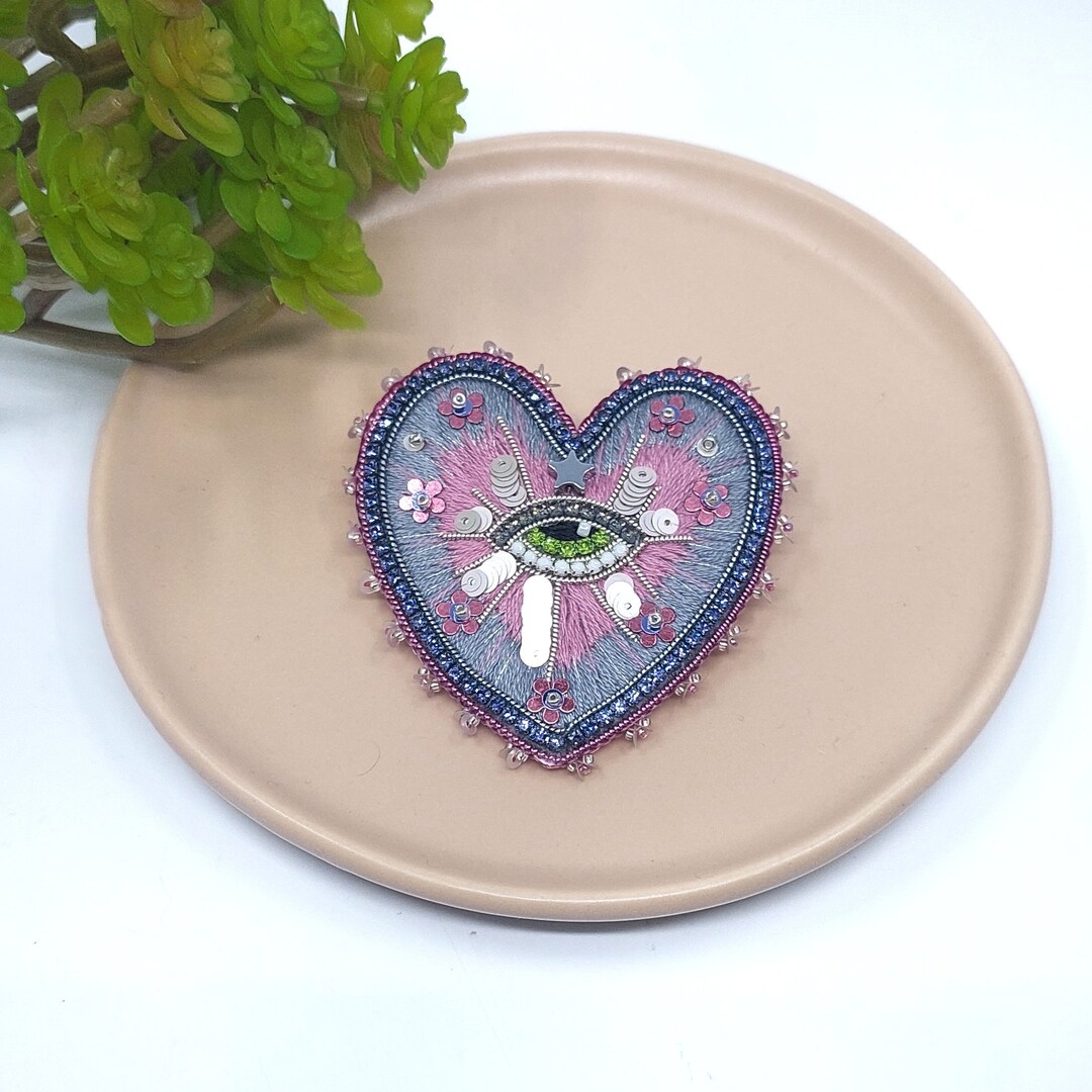 Handmade Evil Eye Brooch, Red Eye Pin,unique Embroidered Jewelry,devil ...