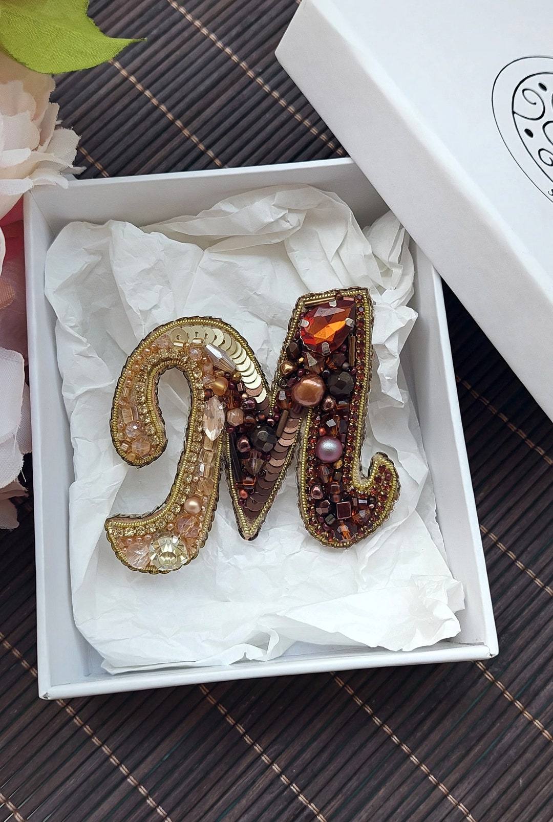 Personalized Letter Brooch,embroidered Letter M,custom Letter Brooch ...