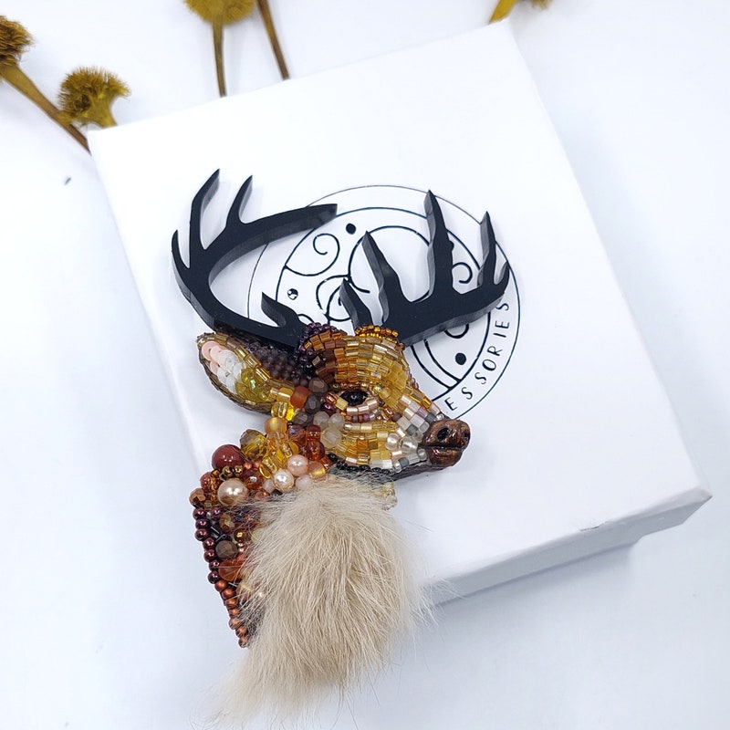 Deer Brooch - Etsy