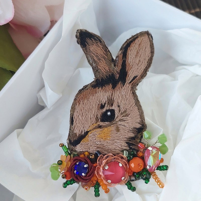 Rabbit Brooch - Etsy UK