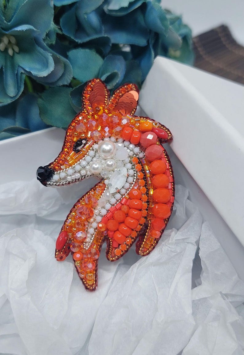 Handmade Fox Brooch: Beaded Embroidery Jewelry - Etsy