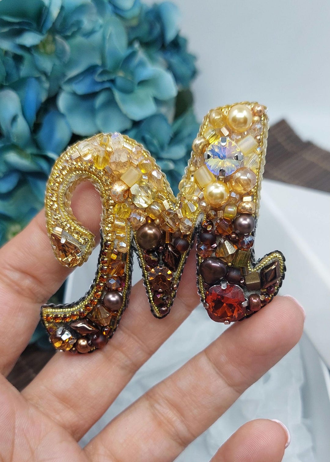 Personalized Letter Brooch: Handmade Beaded Initial Pin - Etsy