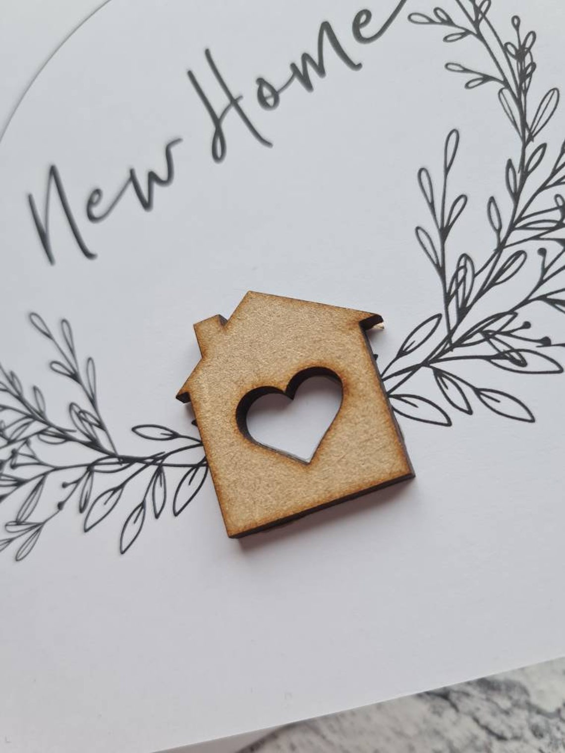 New Home Card - Personalised New Home Card - First Home Card - Wreath ...