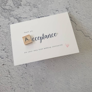 Wedding Acceptance Card - Acceptance Card - Wedding Invite RSVP - Reply ...