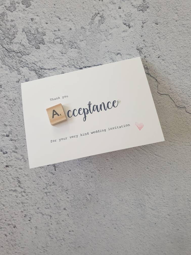 Wedding Acceptance Card - Acceptance Card - Wedding Invite RSVP - Reply ...