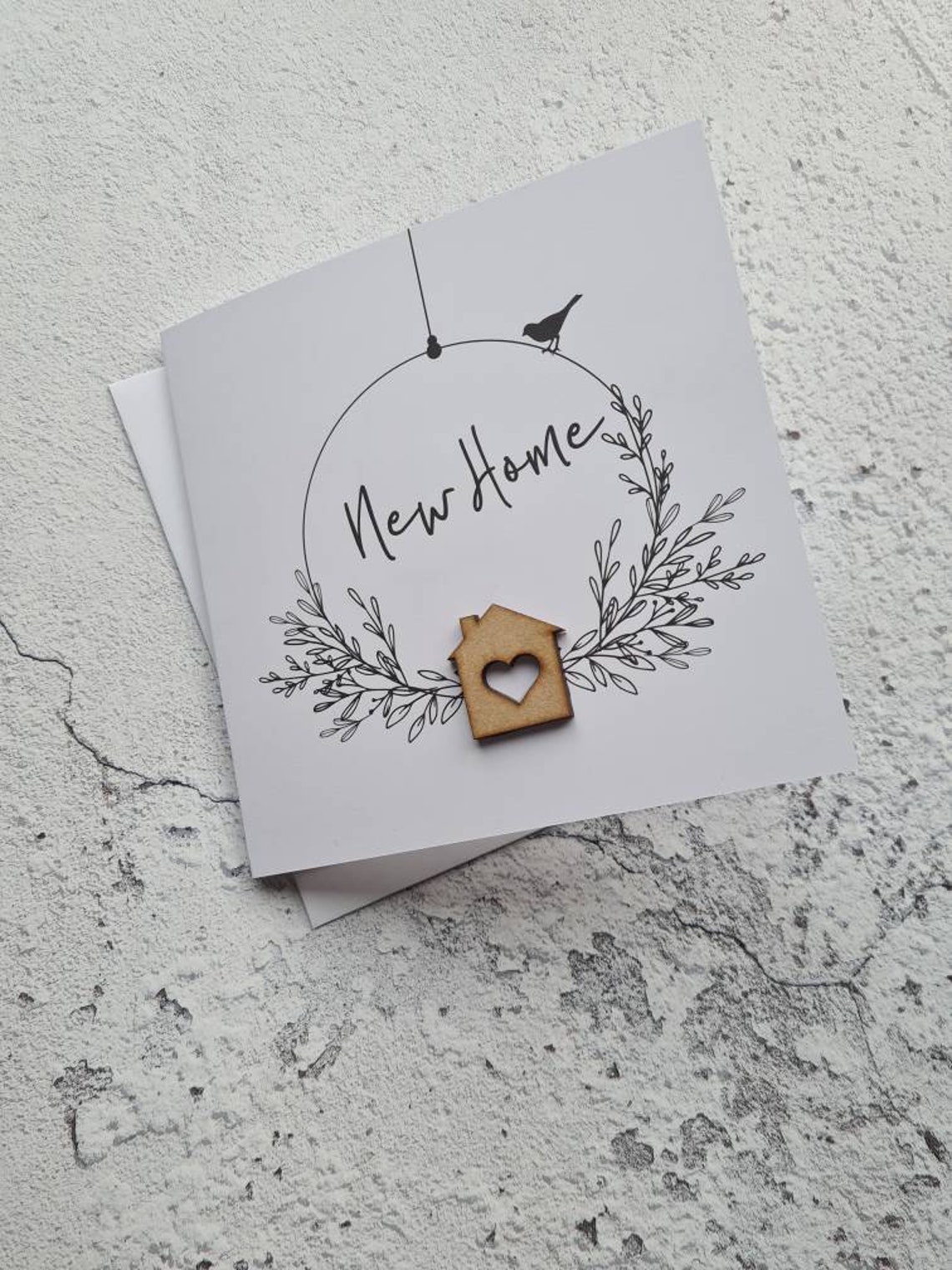 New Home Card - Personalised New Home Card - First Home Card - Wreath ...