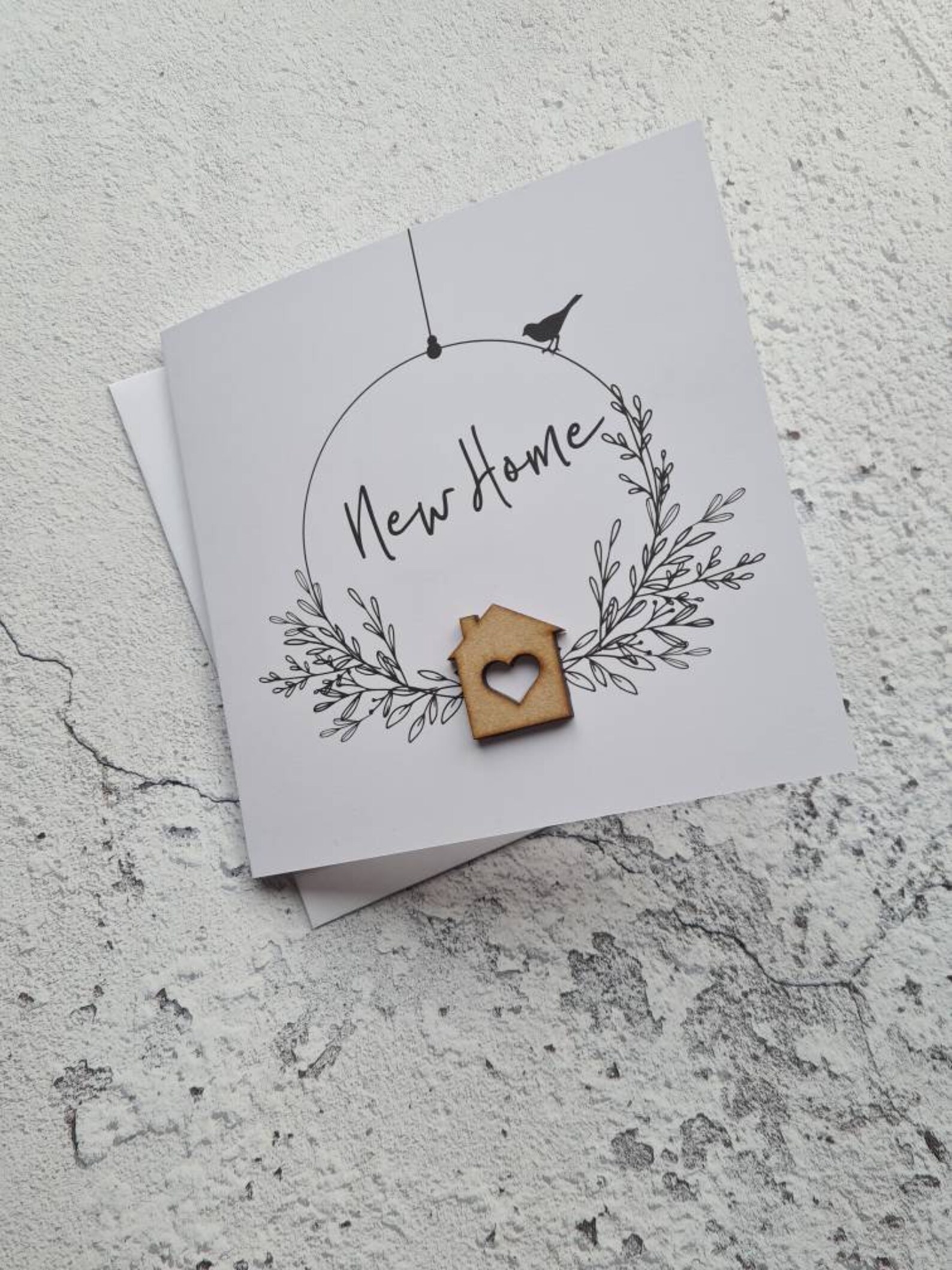 New Home Card - Personalised New Home Card - First Home Card - Wreath ...
