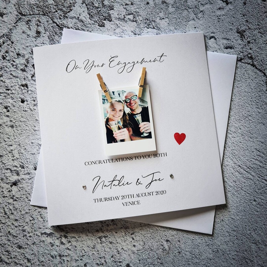 Engagement Card - Engaged Card - Picture Card - Personalised Engagement ...