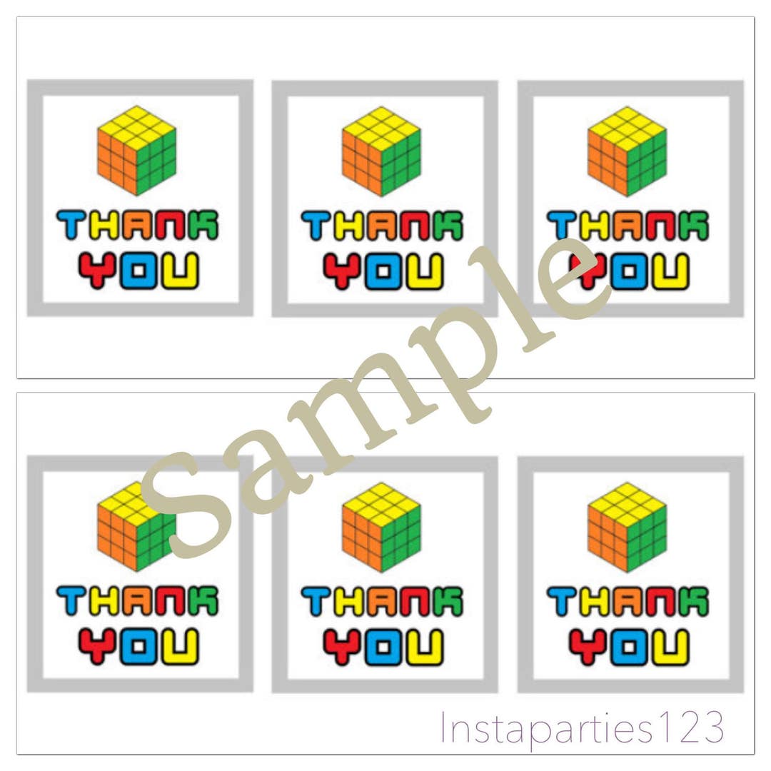 DIGITAL Rubik's Cube Thank You Tags Instant Download Pdf Party Favour ...