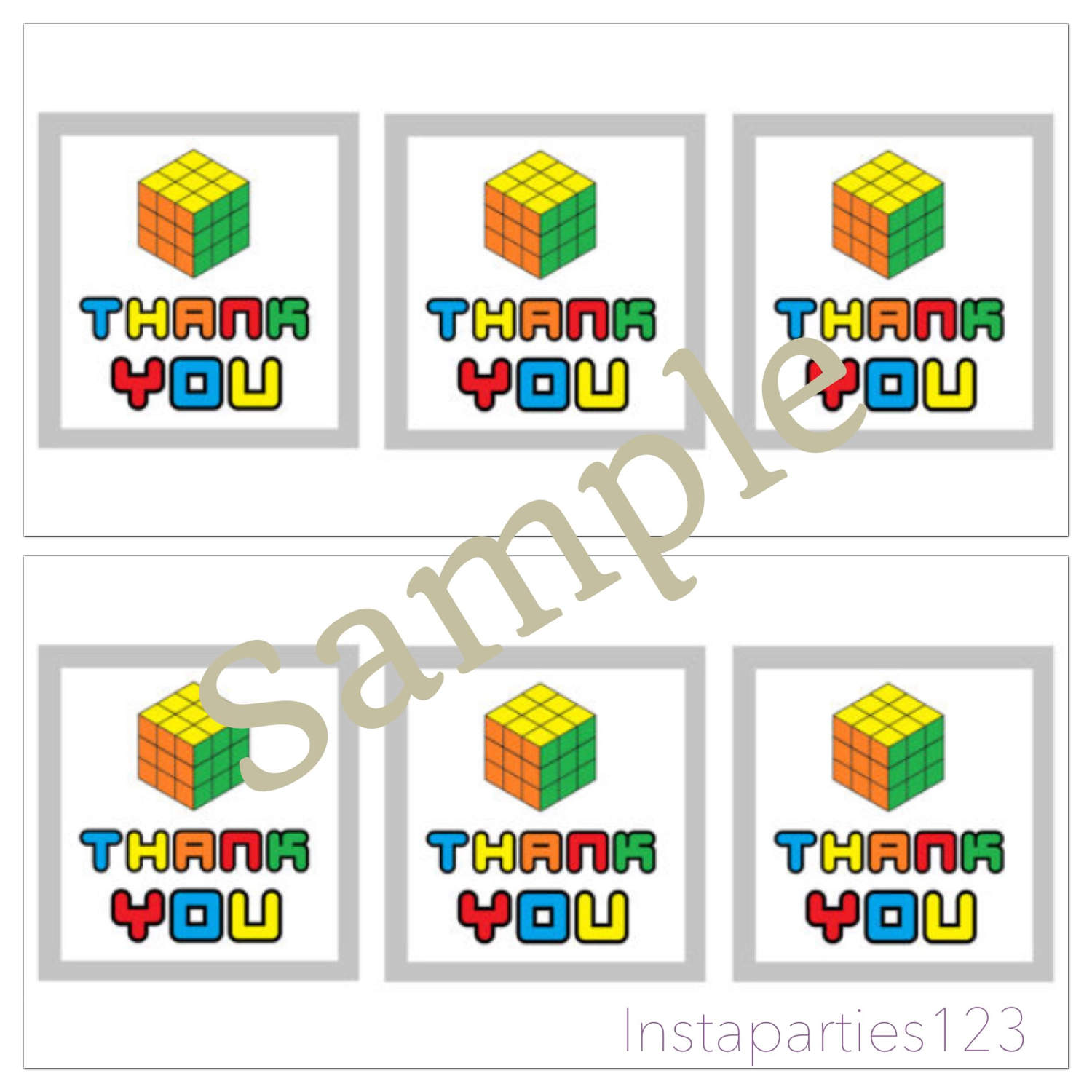 DIGITAL Rubik's Cube Thank You Tags Instant Download Pdf Party Favour ...