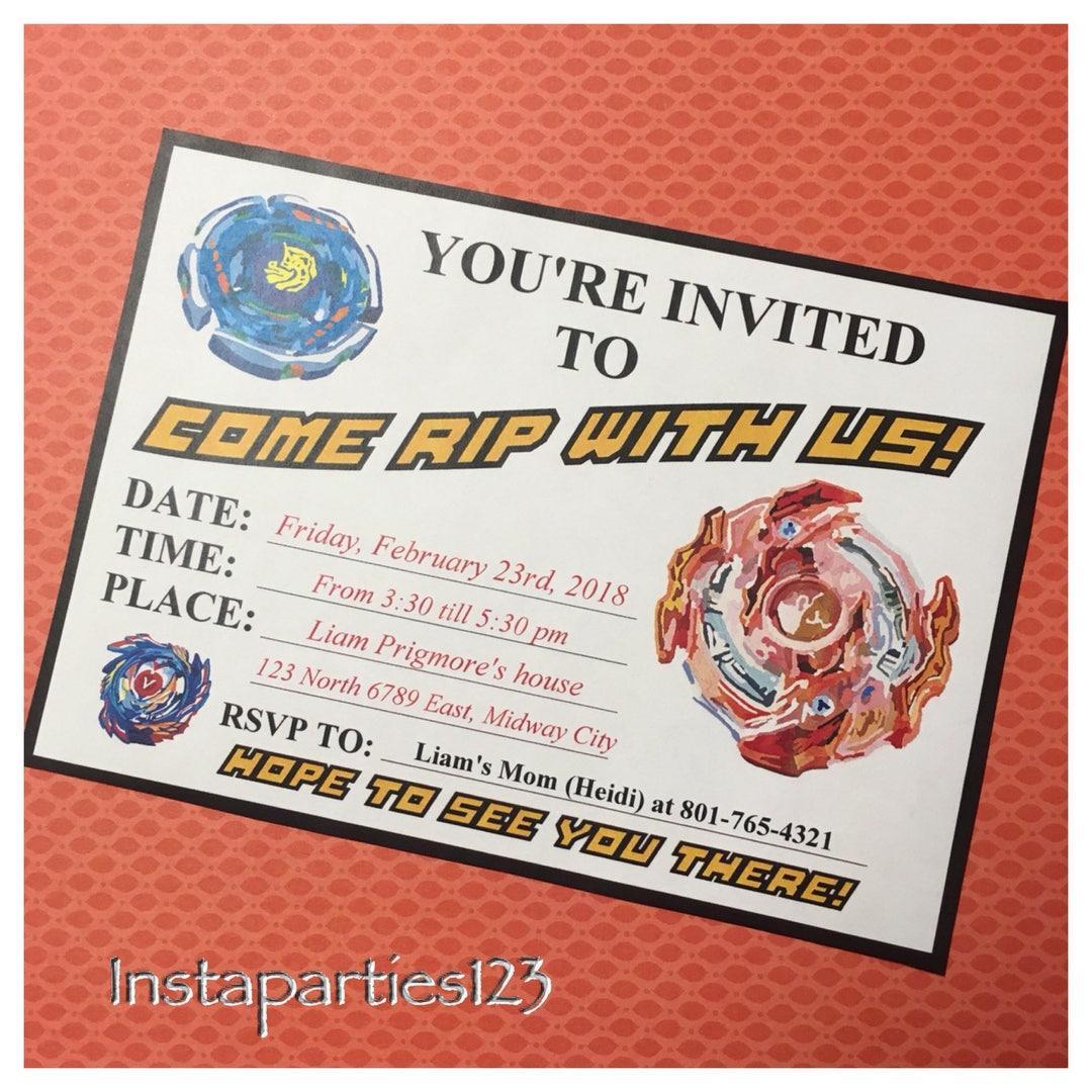 Digital Beyblade DIY EDITABLE Birthday Party Invitation PDF Instant ...