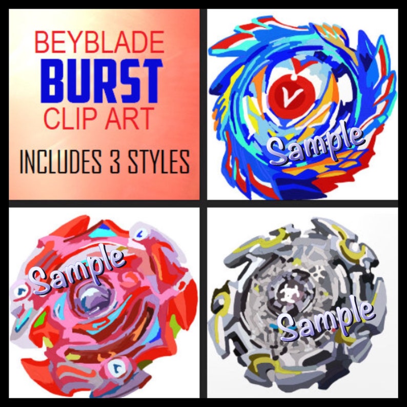 DIGITAL Clip Art Beyblade Burst Spinners PNG Files Birthday - Etsy