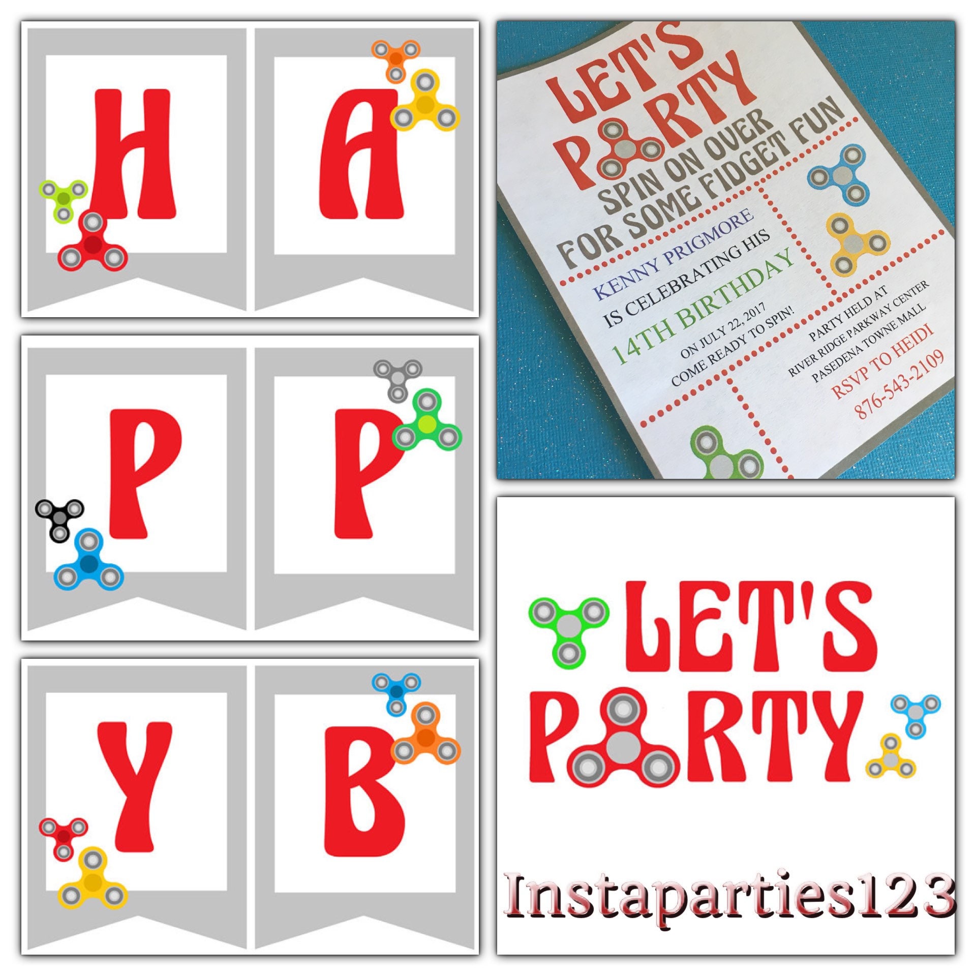 Digital Complete Party EDITABLE Fidget Spinner Birthday | Etsy