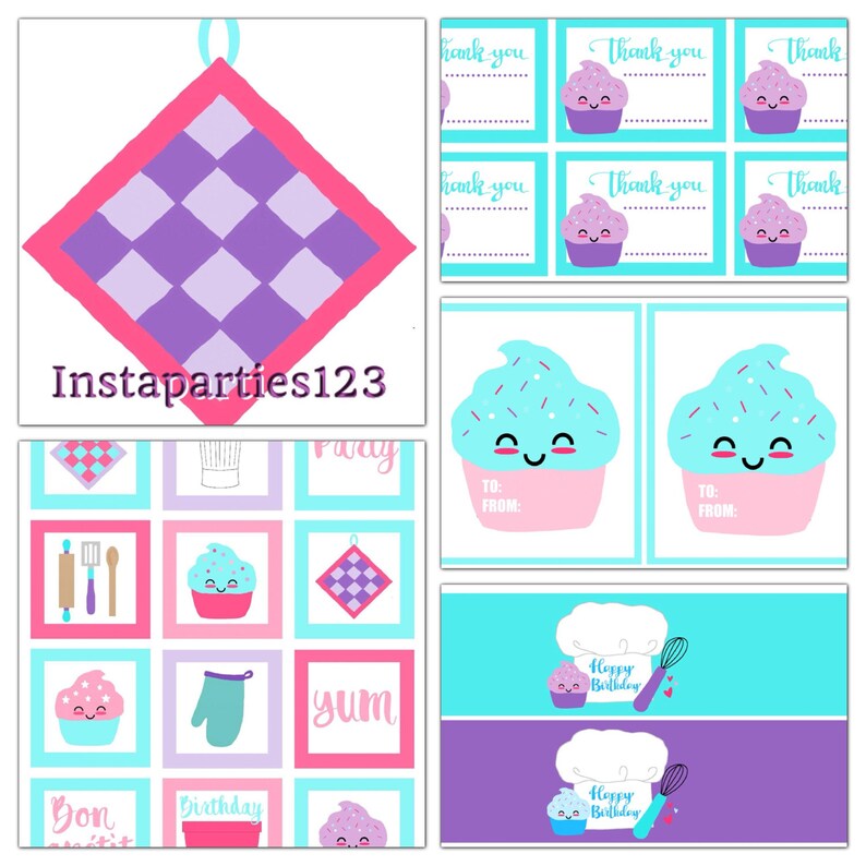 DIGITAL Baking Party Complete Set Over 40 Files Banner Editable Water ...
