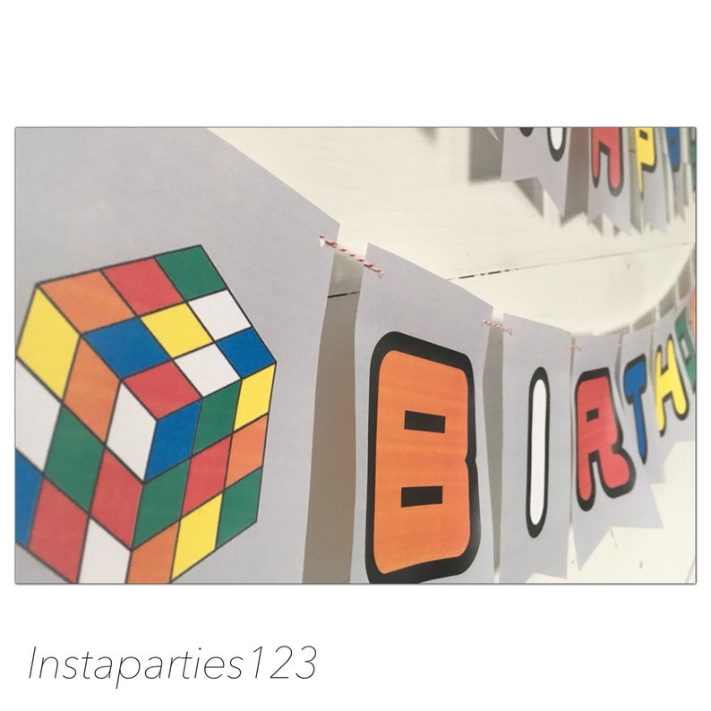 DIGITAL Rubiks Cube Banner Instant Download Happy Birthday Cube Game ...