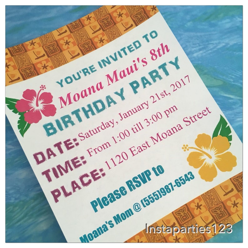 DIGITAL Polynesian Birthday Party Invitation Editable Moana Hawaiian ...