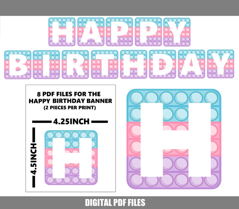 PRINTABLE Pop It Banner Instant Download DIGITAL Pdf Files - Etsy