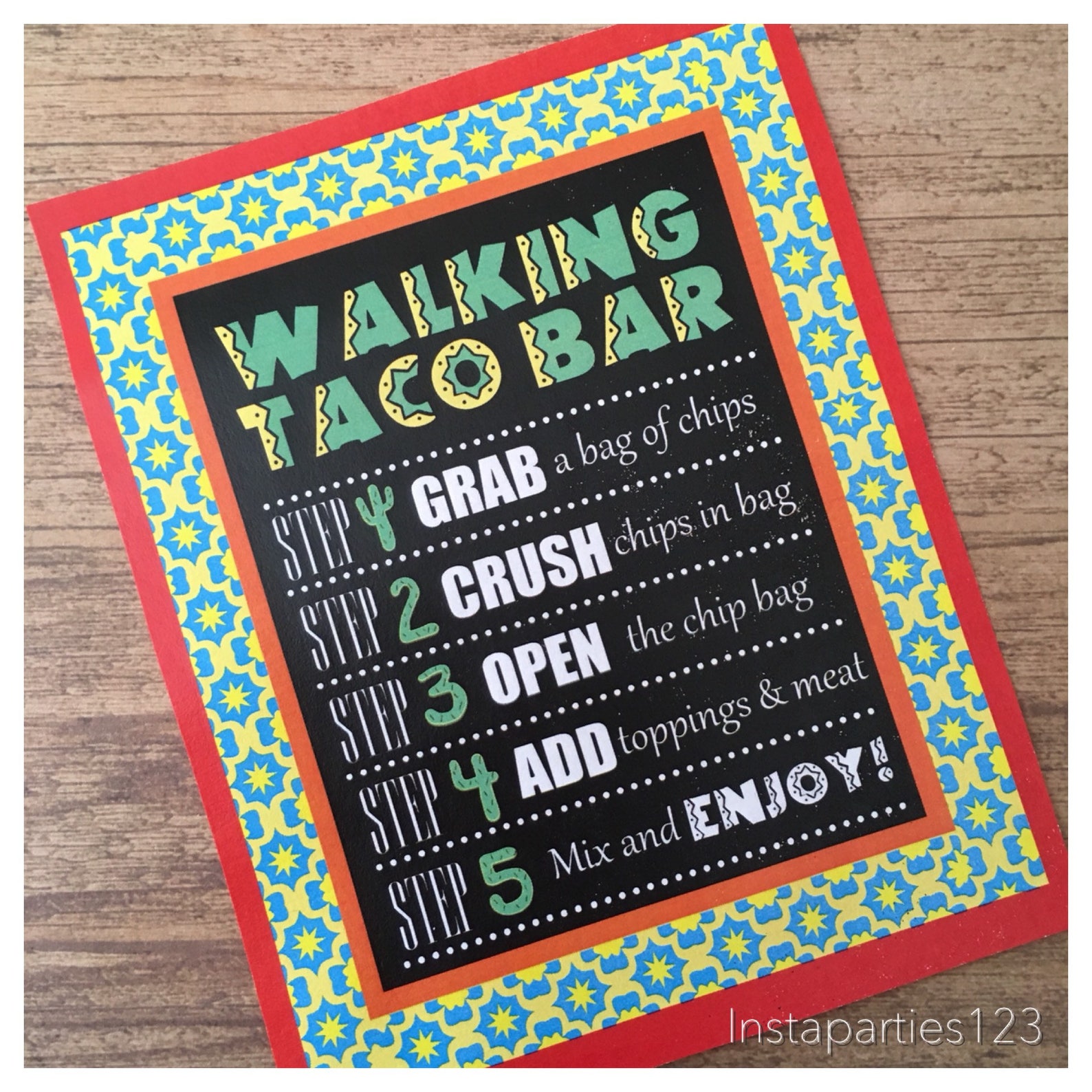 DIGITAL Walking Taco Bar Menu Sign Poster Instant Download Cinco De ...